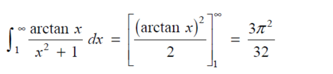 Solved ∫1∞x2+1arctanxdx=[2(arctanx)2]1∞=323π2 | Chegg.com