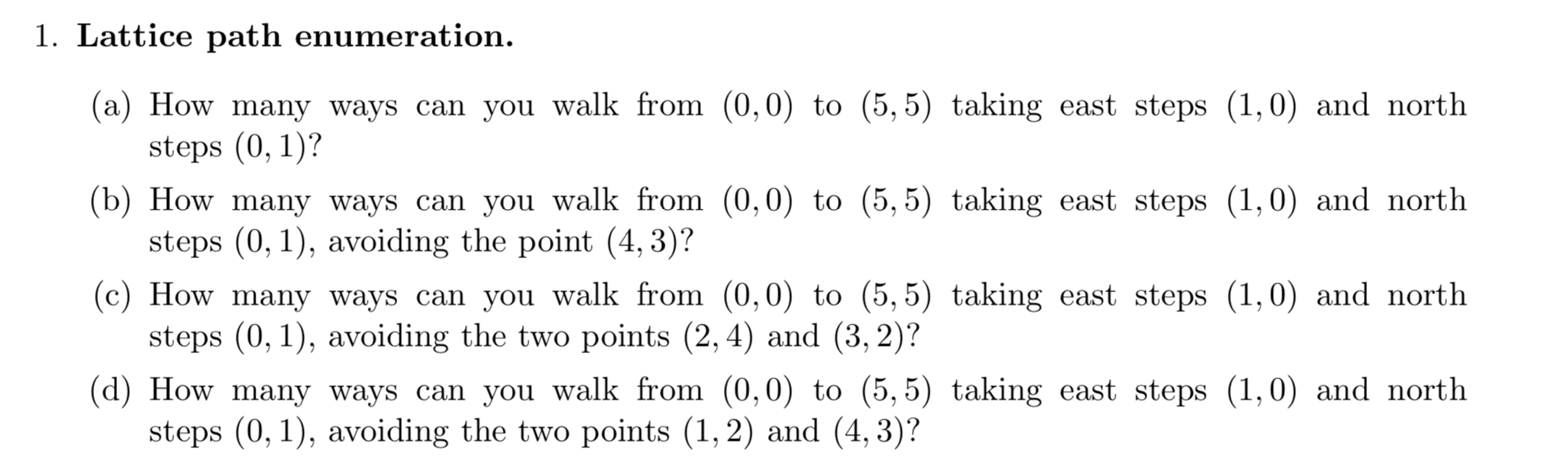 Solved 1. Lattice path enumeration. (a) How many ways can | Chegg.com