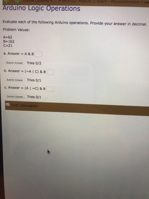 Solved MEX-02 Module If Exam-Microcontrollers rduino Logic | Chegg.com