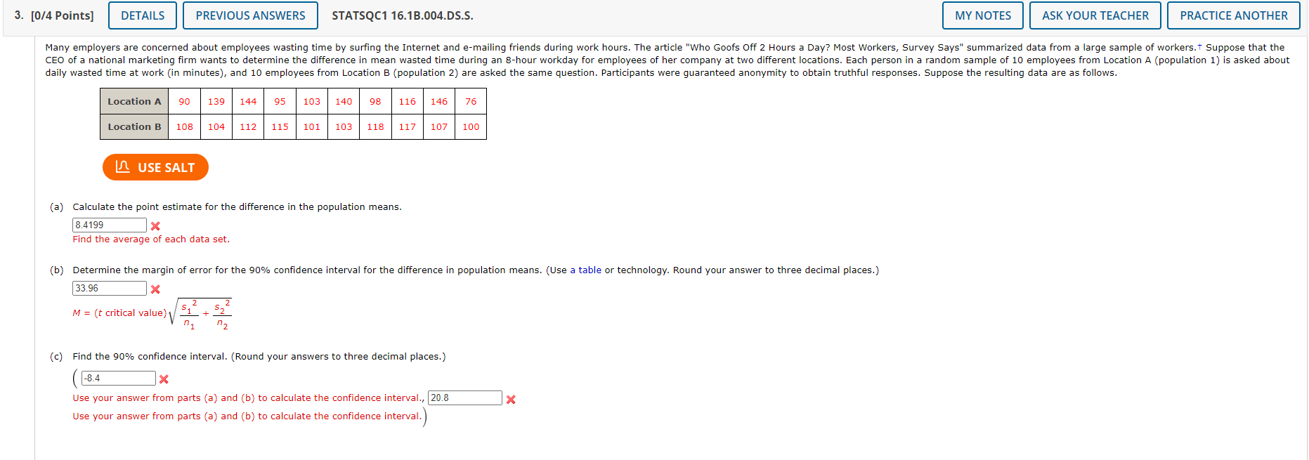 Solved A Calculate The Point Estimate For The Difference