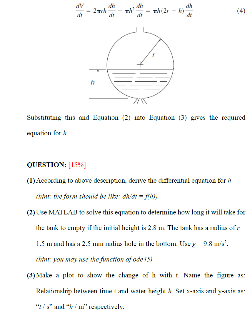 Solved 8. The figure below shows a spherical tank for | Chegg.com