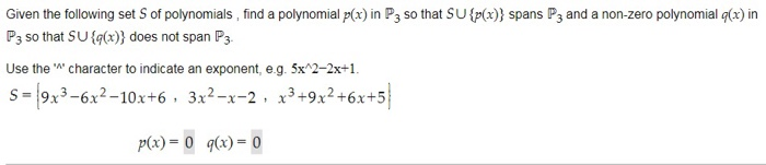 Solved Given the following sets of polynomials, find a | Chegg.com