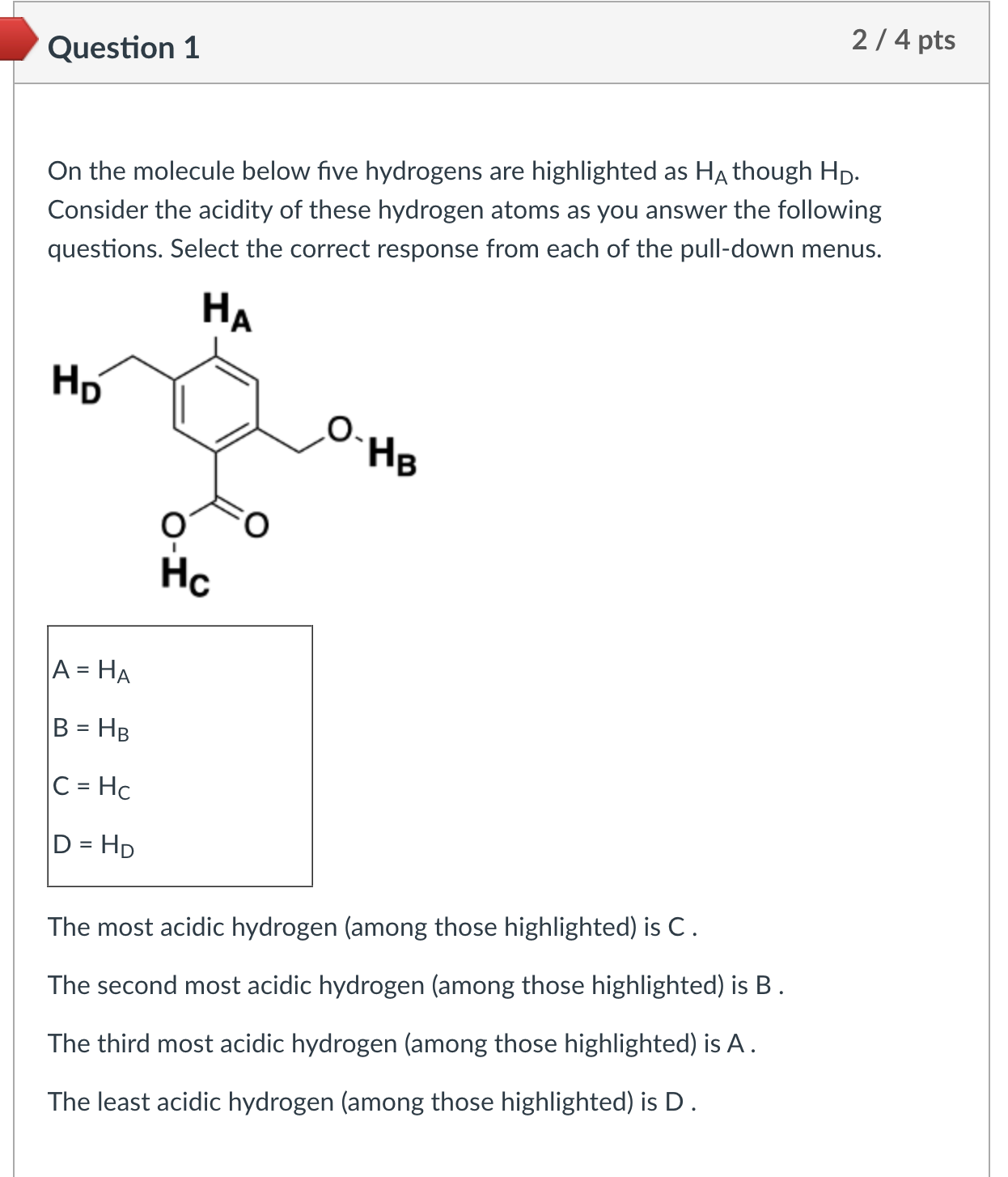 Solved On the molecule below five hydrogens are highlighted | Chegg.com