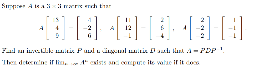 Solved Suppose A is a 3×3 matrix such that | Chegg.com