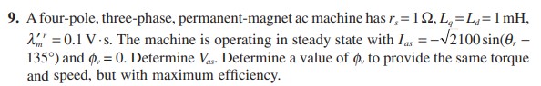 Solved A four-pole, three-phase, permanent-magnet ac | Chegg.com