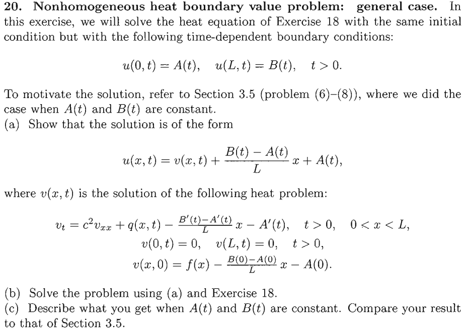Solved 18. Nonhomogeneous heat boundary value problem: a | Chegg.com