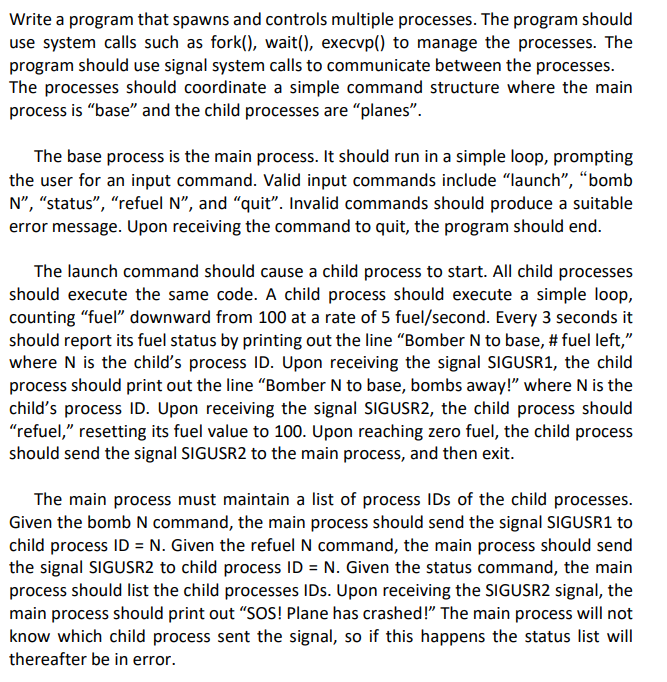 Solved Write A Program That Spawns And Controls Multiple 