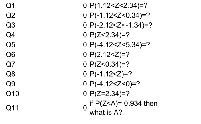 Solved Q1 Q2 Q3 Q4 Q5 Q6 Q7 Q8 Q9 Q10 0 P(1.12-Z 2.34)-? 0 | Chegg.com