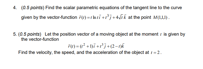 Solved 4. (0.5 points) Find the scalar parametric equations | Chegg.com