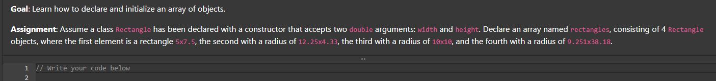 Solved Goal: Learn how to ﻿declare and initialize an ﻿array | Chegg.com