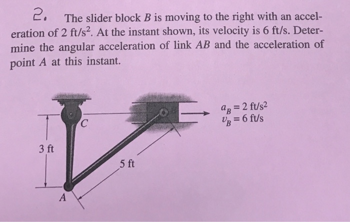Solved The slider block B is moving to the right with an | Chegg.com