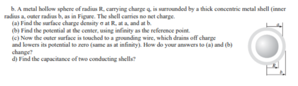 Solved b. A metal hollow sphere of radius R, carrying charge | Chegg.com