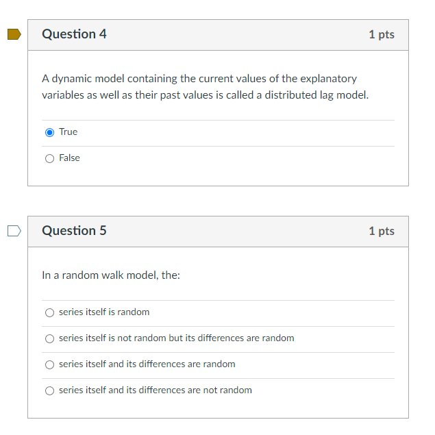 Solved A dynamic model containing the current values of the | Chegg.com