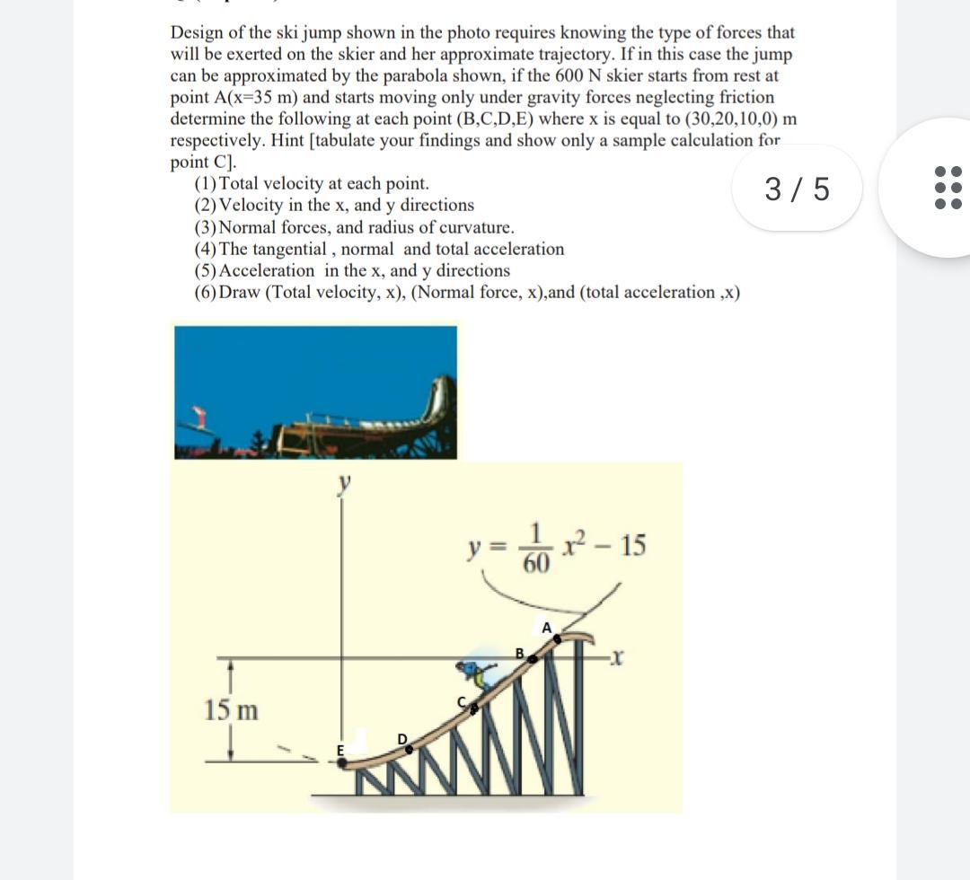 Solved Design of the ski jump shown in the photo requires | Chegg.com