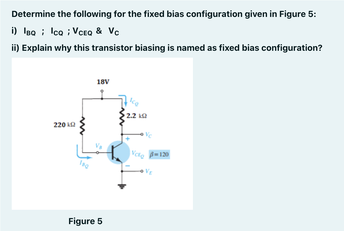 Solved Determine the following for the fixed bias | Chegg.com