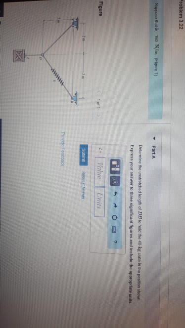 Solved 3.22 Part A Determine the unstretched length of DB to | Chegg.com