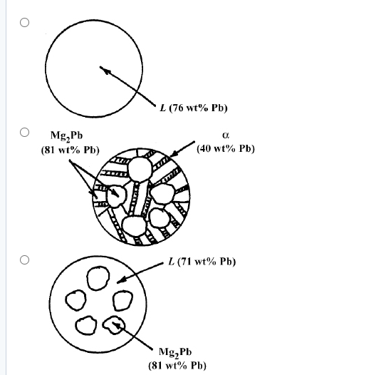 Solved For a 76 wt% Pb-24 wt% Mg alloy, select the schematic | Chegg.com