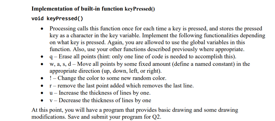 Solved Q1: Basic Drawing Feature (10 marks) Start with | Chegg.com