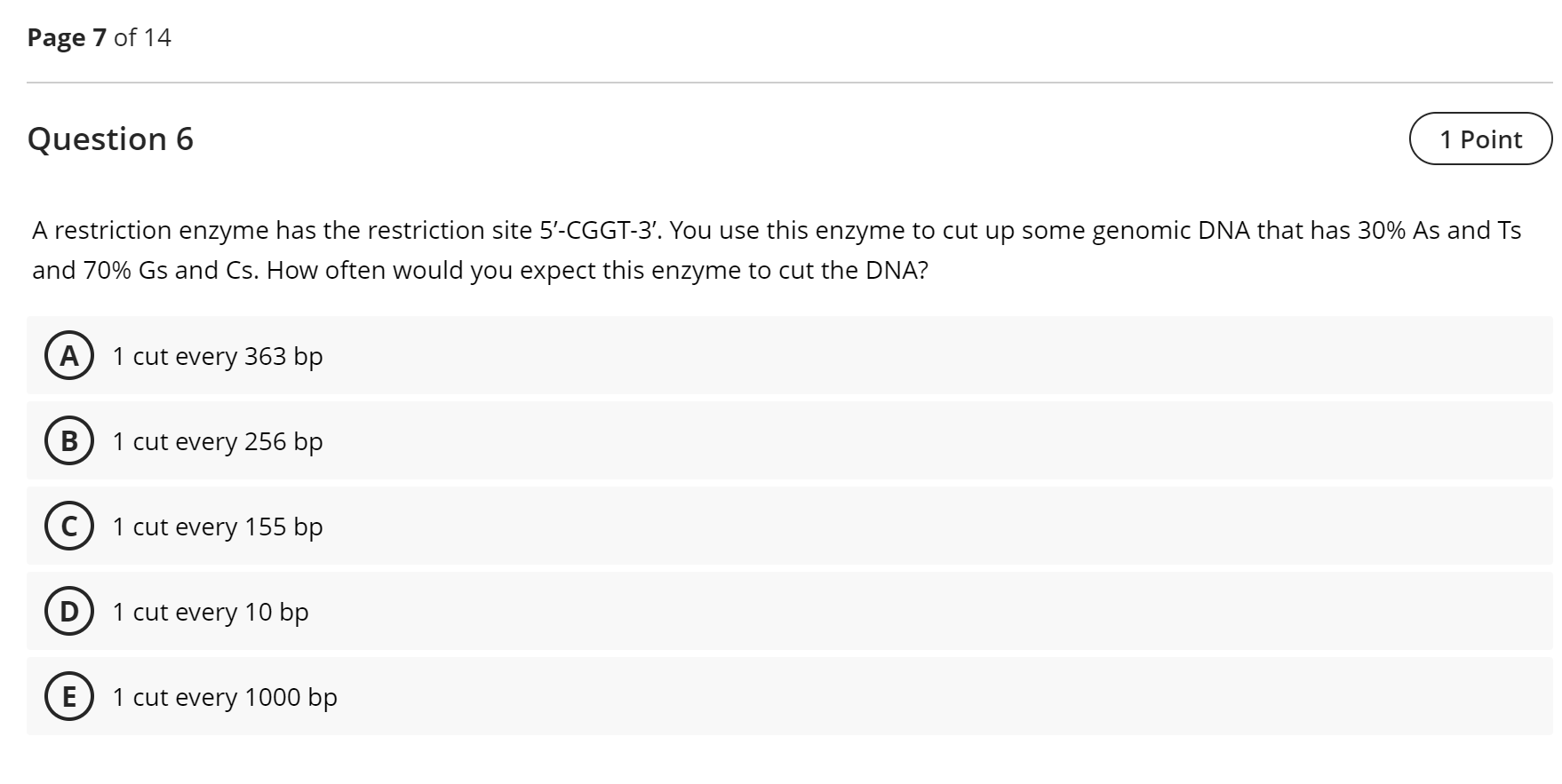 Solved Question 6A restriction enzyme has the restriction | Chegg.com