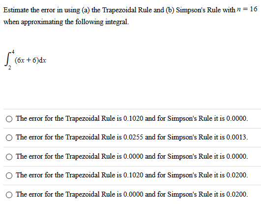 Solved Estimate the error in using (a) the Trapezoidal Rule | Chegg.com