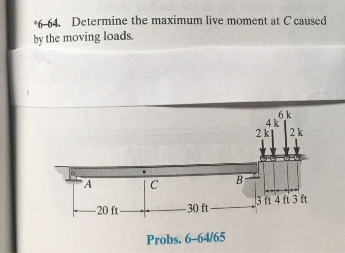 Solved 6-64. Determine the maximum live moment at C caused | Chegg.com
