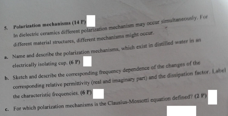 Solved 5. Polarization mechanisms (14 P) In dielectric | Chegg.com