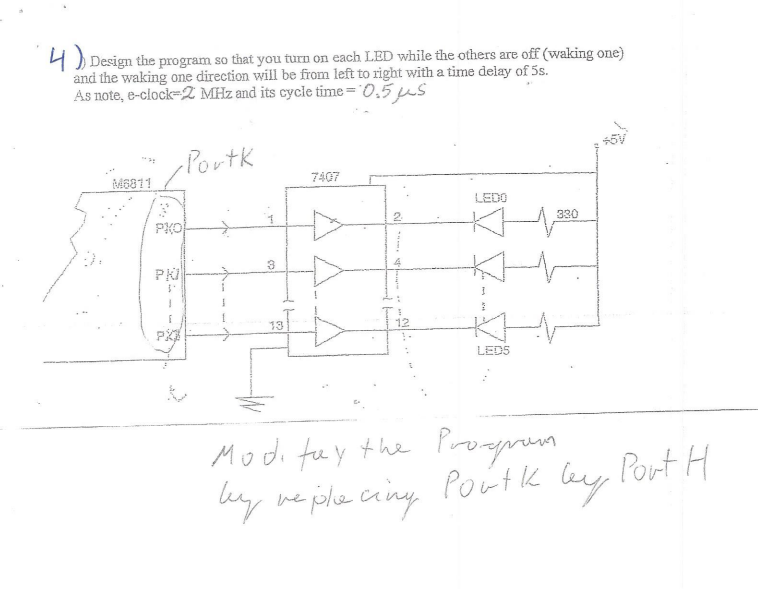 Solved 4) Design the program so that you turn on each LED | Chegg.com
