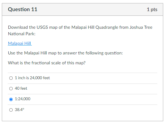 Solved Question 11 1 pts Download the USGS map of the | Chegg.com