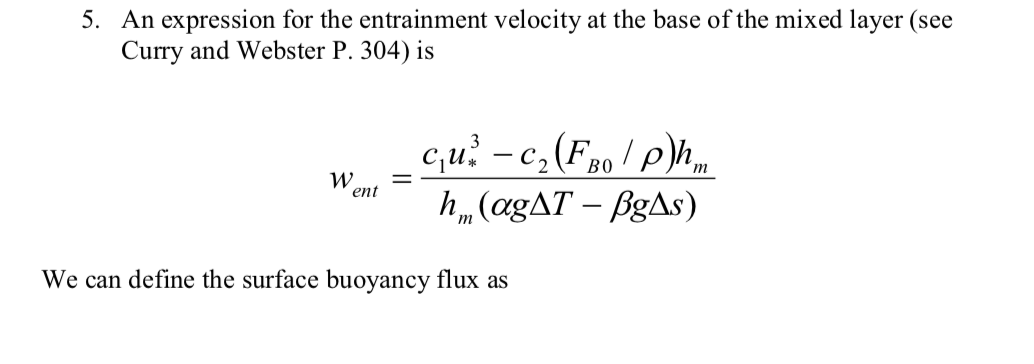 5. An expression for the entrainment velocity at the | Chegg.com