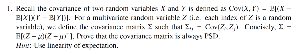 Solved 1. Recall the covariance of two random variables X | Chegg.com