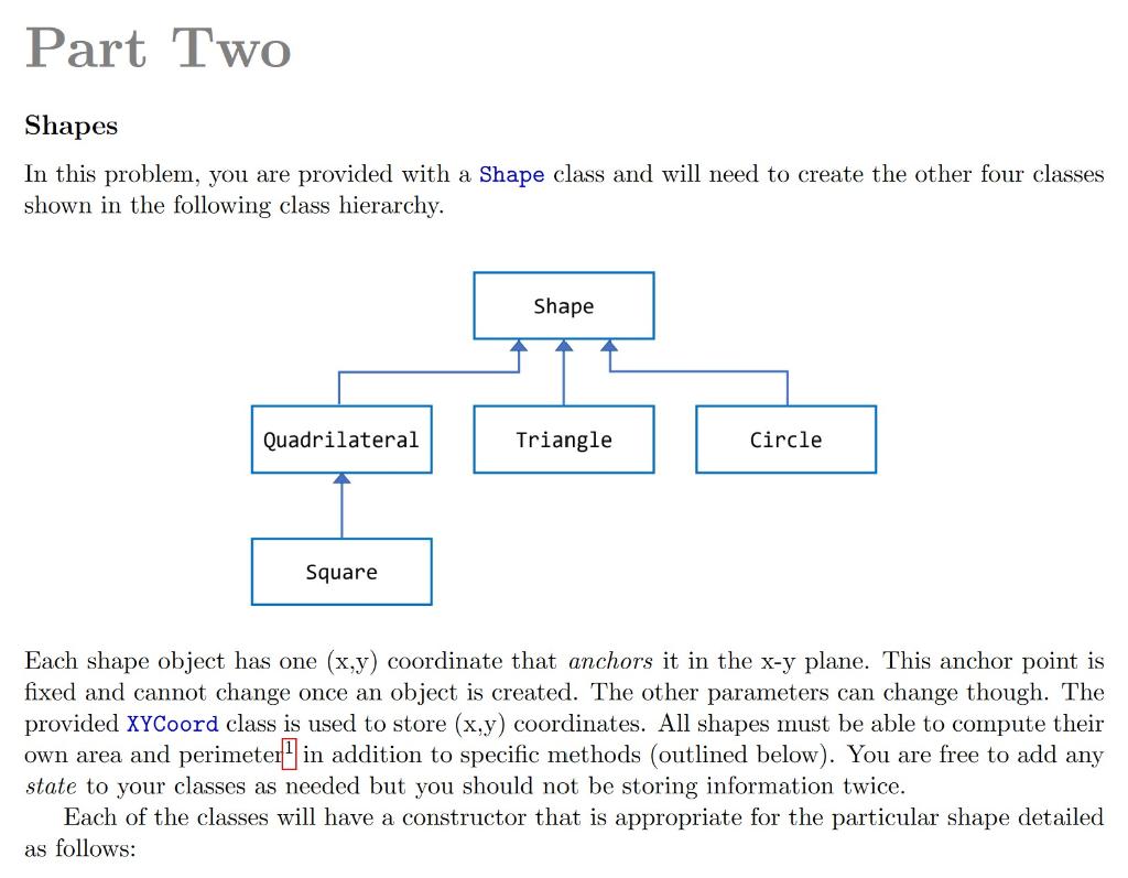 Solved In this problem, you are provided with a Shape class | Chegg.com