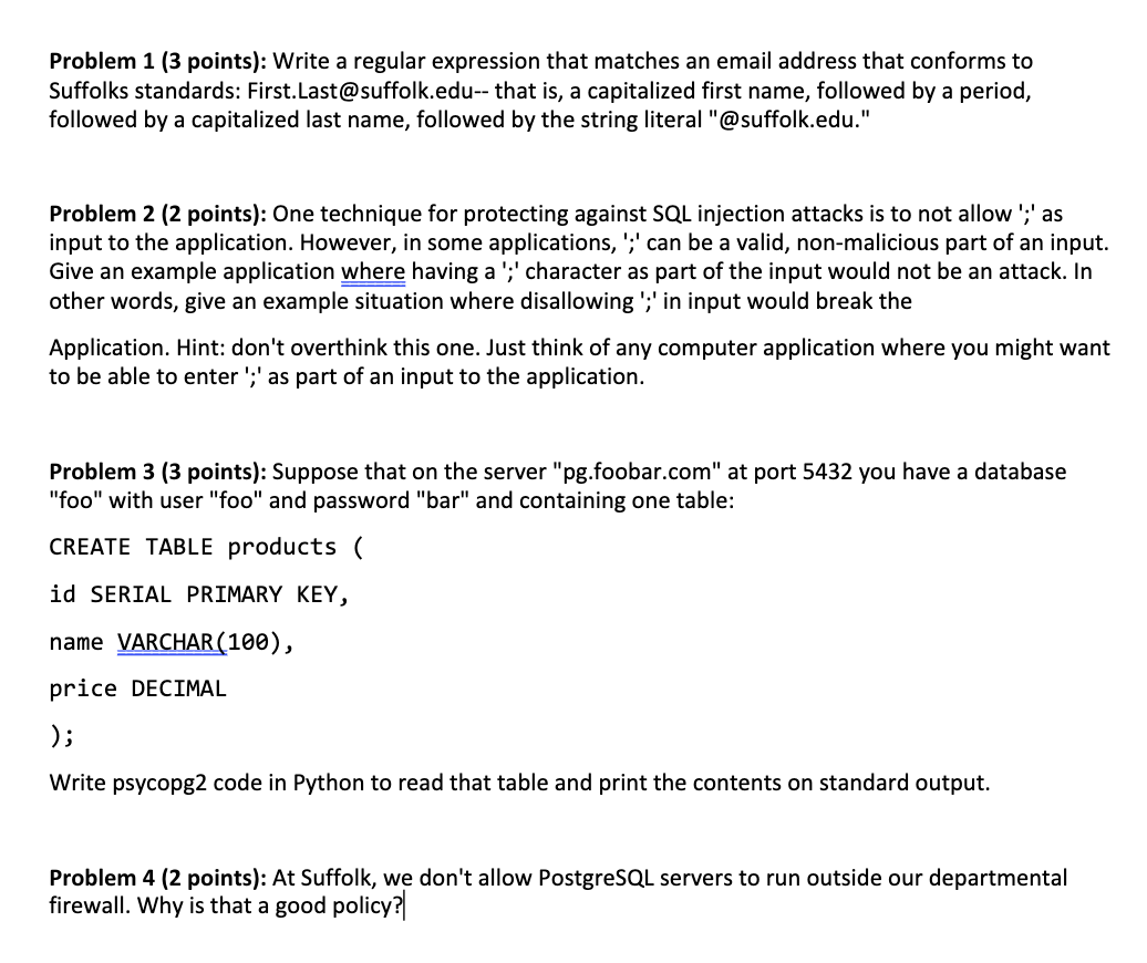 Solved Problem 1 ( 3 points): Write a regular expression | Chegg.com