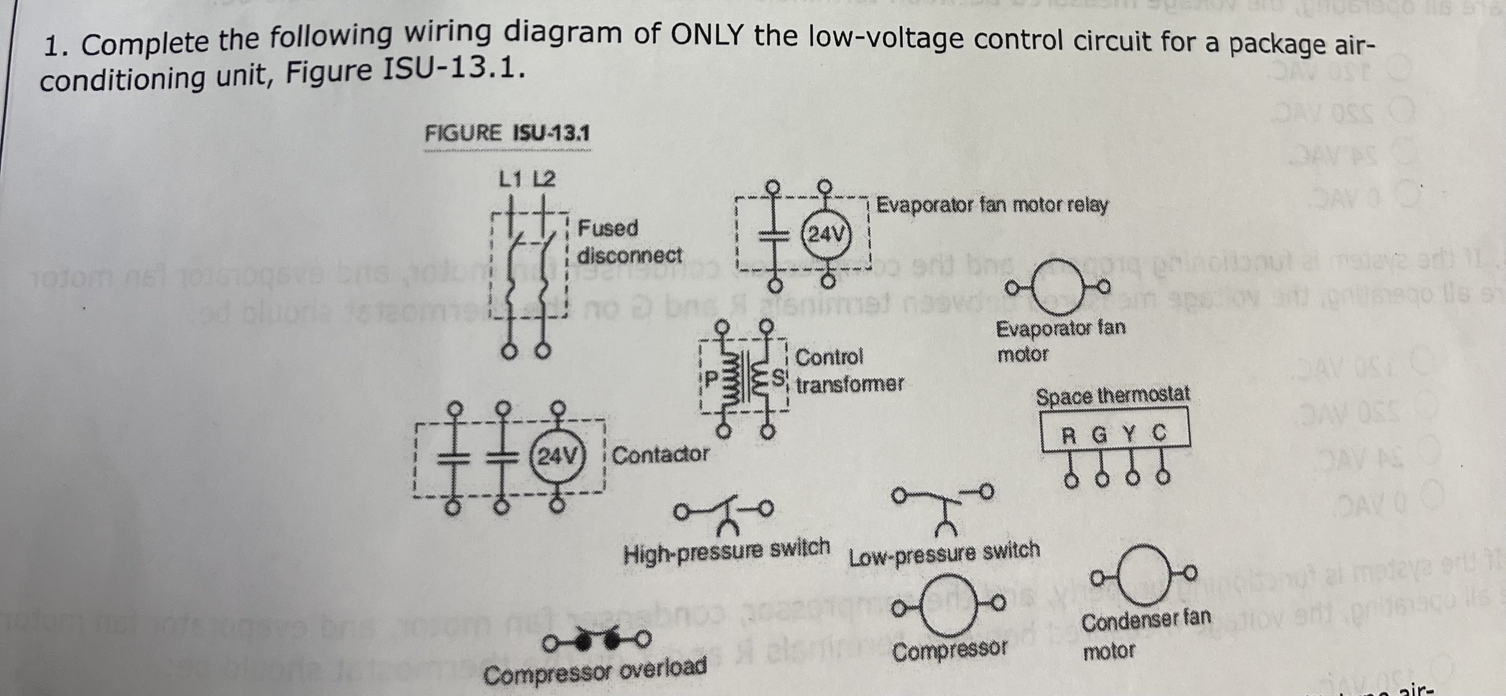 Solved 1. Complete the following wiring diagram of ONLY the | Chegg.com