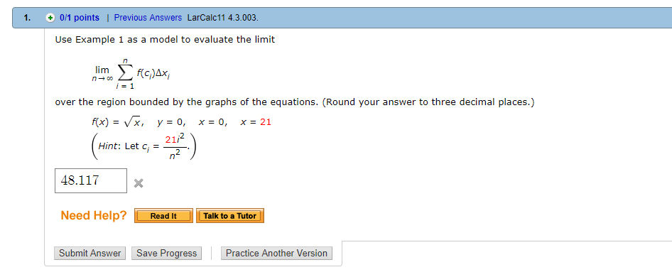 Solved Use Example 1 as a model to evaluate the limit over | Chegg.com