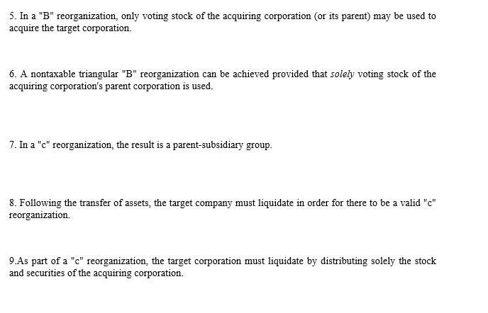 Solved 5. In a "B" reorganization, only voting stock of the | Chegg.com