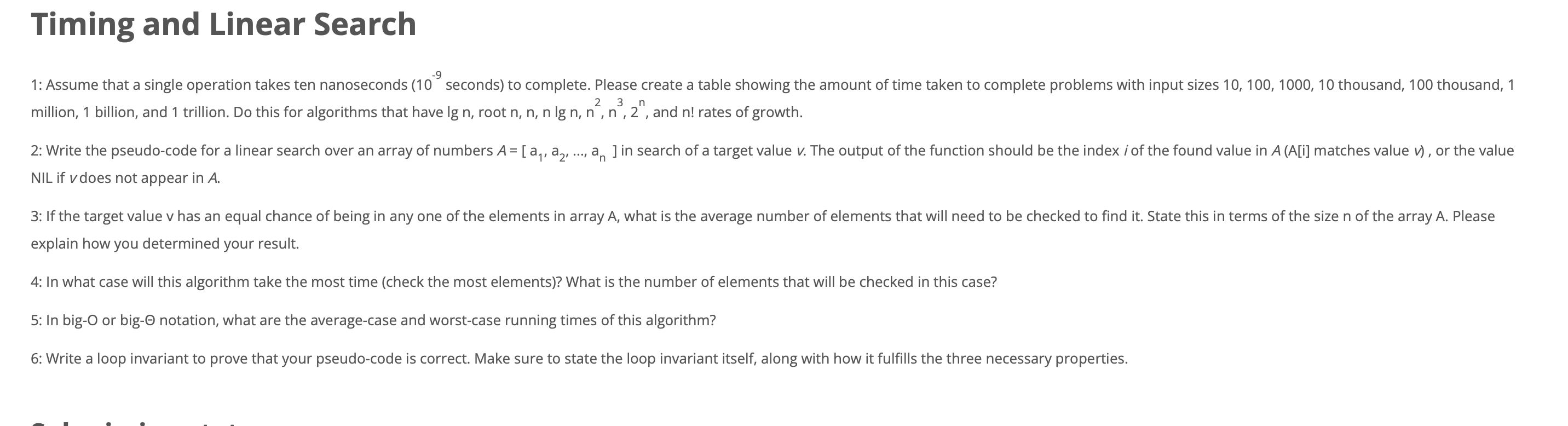 Solved Timing and Linear Search -9 1: Assume that a single | Chegg.com