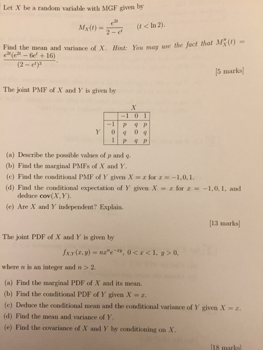Solved Let X be a random variable with MGF given by 2r | Chegg.com