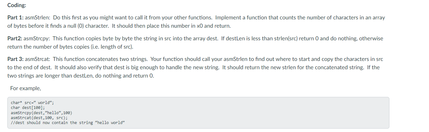 Solved please do the codes for all parts, in ARM V8, with | Chegg.com