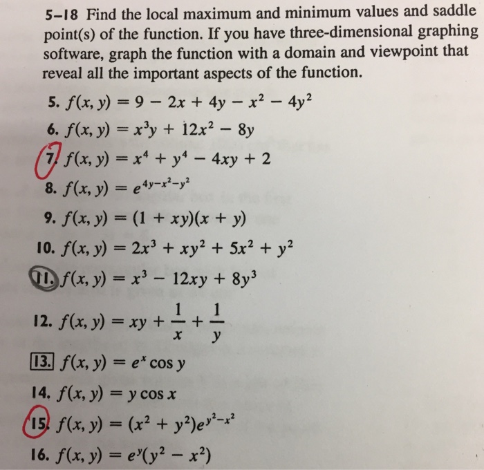 Solved 5-18 Find the local maximum and minimum values and | Chegg.com