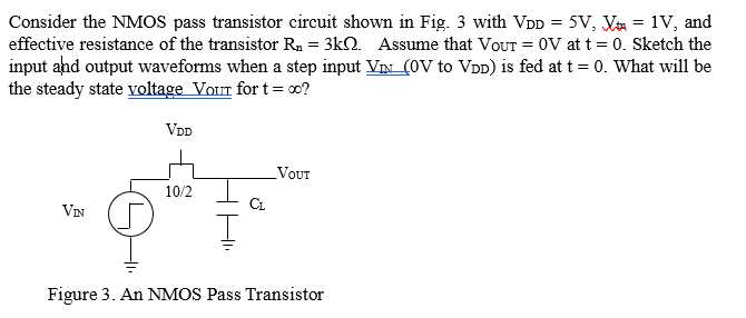 Consider the NMOS pass transistor circuit shown in | Chegg.com