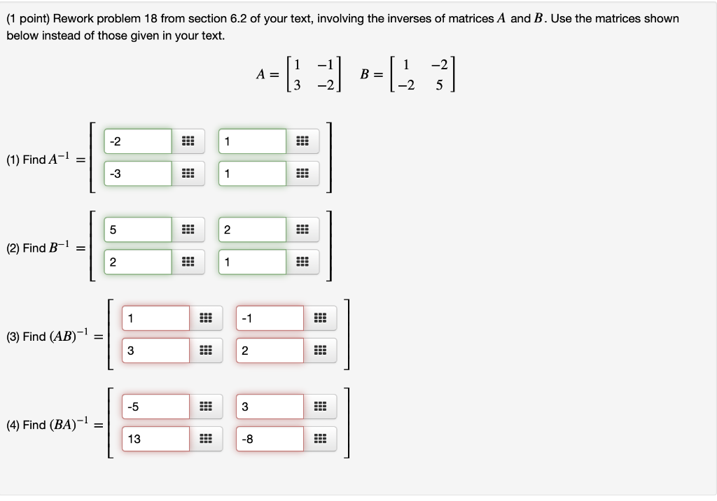 Solved (1 point) Rework problem 18 from section 6.2 of your | Chegg.com