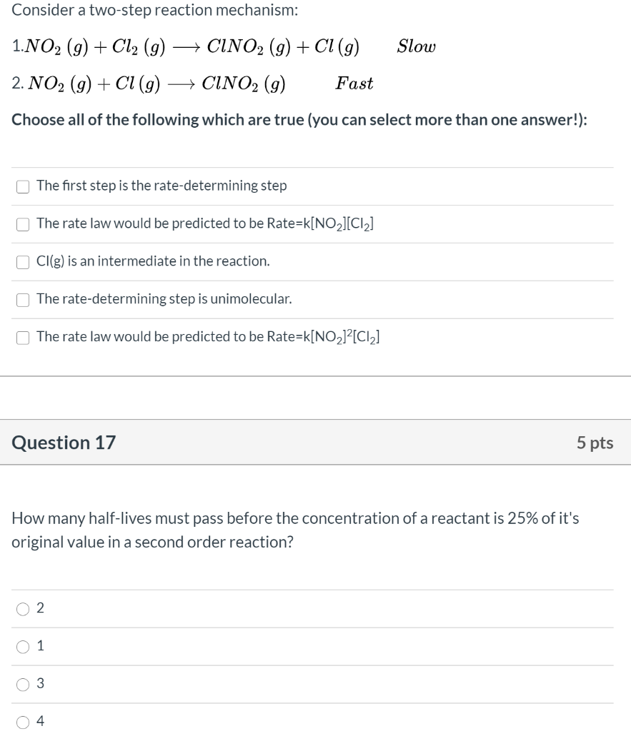 Solved Consider a two-step reaction mechanism: Slow 1.NO2 | Chegg.com