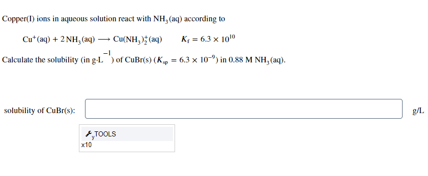 Solved Copper(I) ions in aqueous solution react with NH3(aq) | Chegg.com