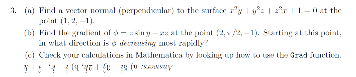 Solved 3. (a) Find a vector normal (perpendicular) to the | Chegg.com
