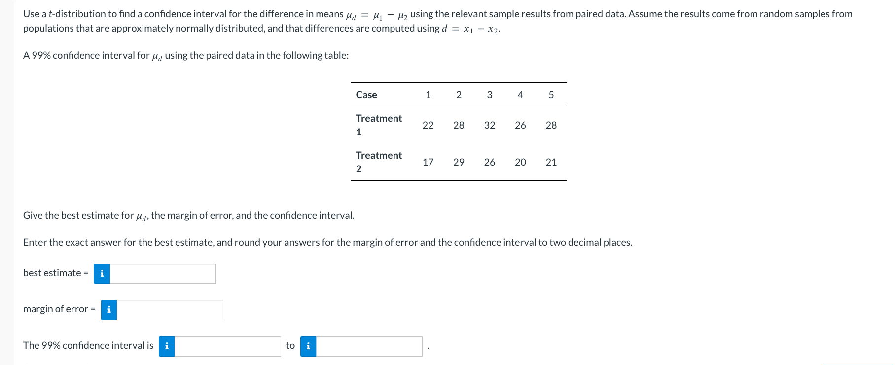 Solved Use a t-distribution to find a confidence interval | Chegg.com
