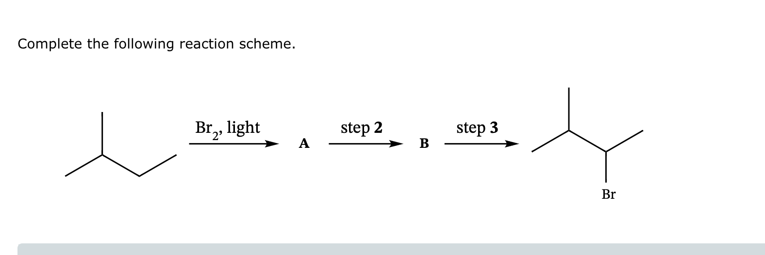 Solved Complete the following reaction scheme. Br2, light | Chegg.com