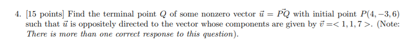 Solved Find the terminal point Q of some nonzero vector u = | Chegg.com