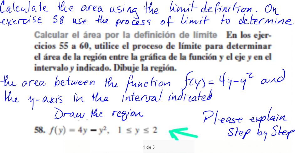 Solved Calculate the area using the limit de finition on . | Chegg.com