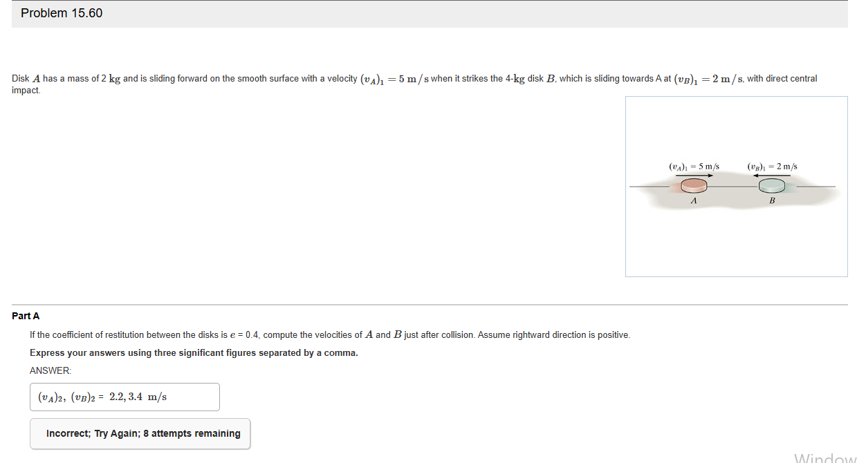 Solved Disk A has a mass of 2 kg ﻿and is ﻿sliding forward on | Chegg.com