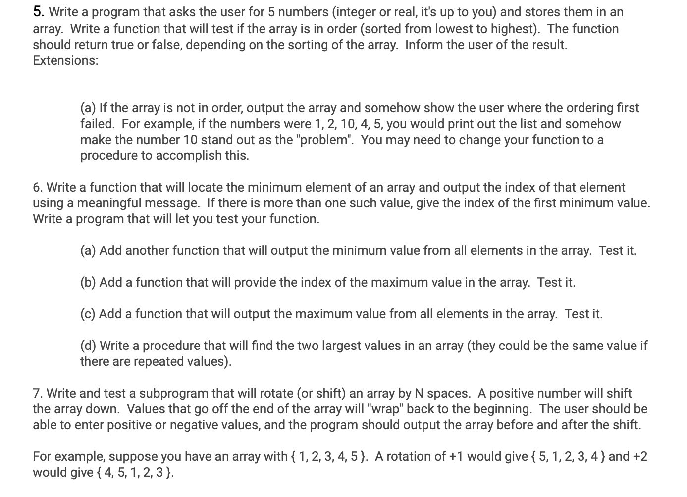 Solved 1. Write a program that uses an array to store 10 | Chegg.com